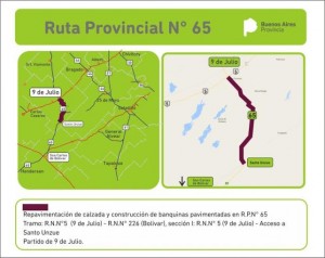Ruta 65: la primera etapa se desarrolla íntegramente en el Partido de 9 ...