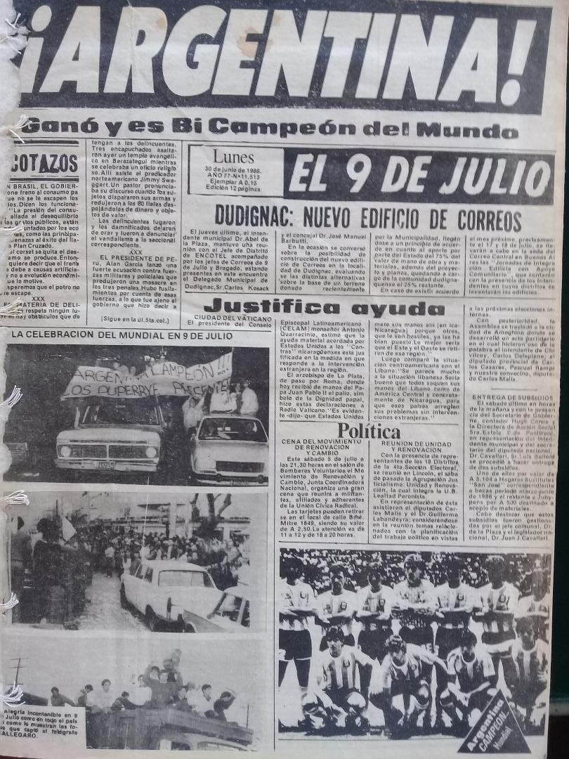 Argentina Campeón, como en el ’78 y en el ’86 | Diario El 9 de Julio Argentina Campeón, como en el ’78 y en el ’86 | Diario El 9 de Julio
